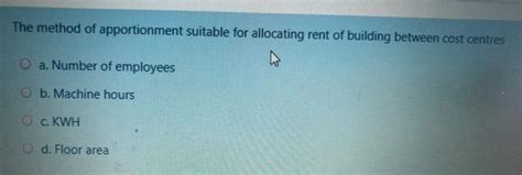 solved the method of apportionment suitable for allocating