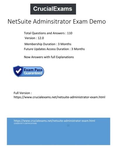 Netsuite Administrator Exam Dumps And Practice Tests