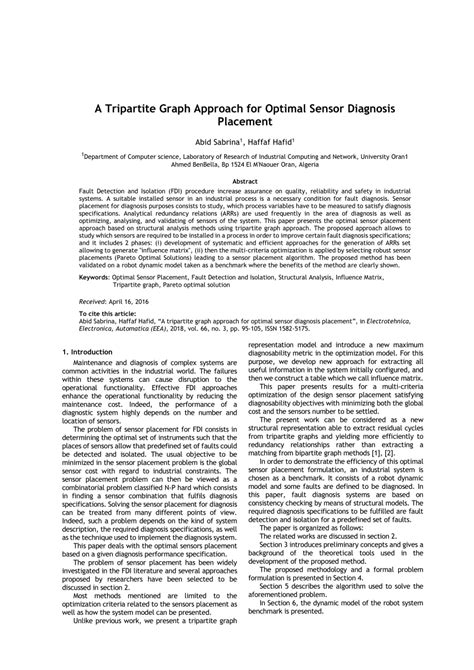 Pdf A Tripartite Graph Approach For Optimal Sensor Diagnosis Placement