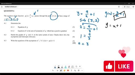 Functions Grade 10 Hyperbola Graph Exam Question Nov 2018 Youtube