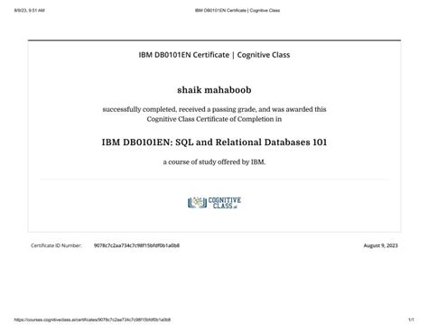 Sql Relationaldatabases Ibm Cognitiveclass Shaik Mahaboob