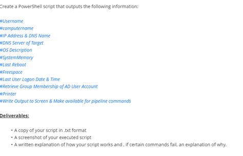 Solved Create A Powershell Script That Outputs The Following