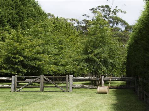 Driving Through The Rural Timber Gates The Decomposed Driveway Is