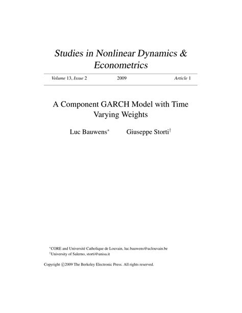 Pdf A Component Garch Model With Time Varying Weights