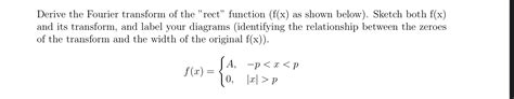 Solved Derive The Fourier Transform Of The Rect Function