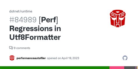 Perf Regressions In Utf8formatter · Issue 84989 · Dotnetruntime · Github