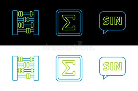 Set Line Mathematics Function Sine Abacus And Sigma Symbol Icon Vector Stock Vector