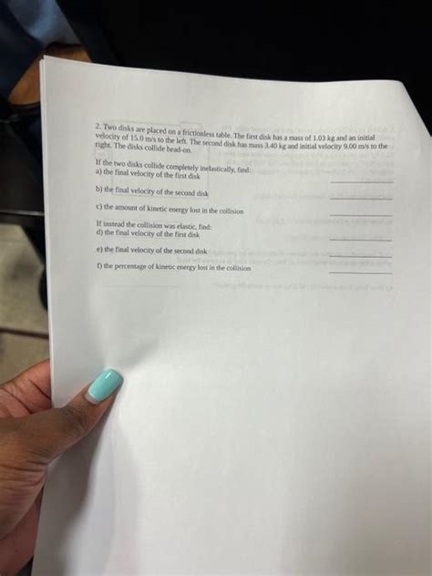 Solved 2 Two Disks Are Placed On A Frictionless Table The