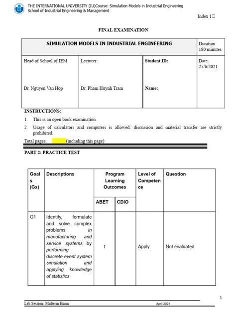 Simulationlab Final 2021 Rubric Pdf Simulation Industrial Engineering