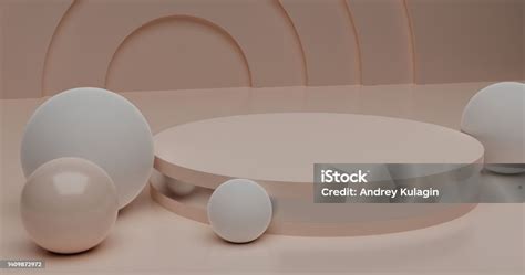 자연스러운 파스텔 색상의 추상적 인 배경에 베이지 색 톤 실린더의 최소 연단 기하학적 모양의 장면입니다 빈 쇼케이스 화장품