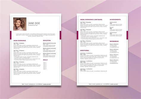 CV Template For Word And Pages Etsy
