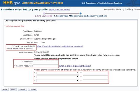 Hhs Ams How To Set Up And Log Into Ams Using Ams Credentials