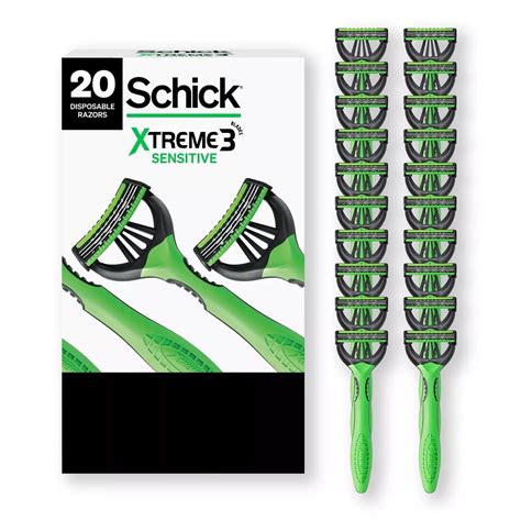 Schick Xtreme3 Sensitive Disposable Razors For Men 20 Count Triple