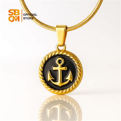 Sbgm Jewelry Stainless Steel 18kgp Anchor Pendant Snakechain Necklace