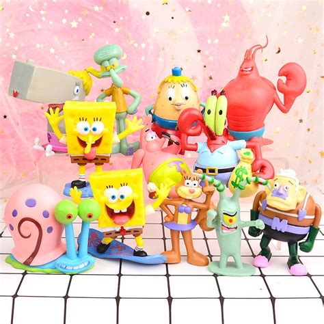 Spongebob Squarepants Anime Figure Doll Ornaments Pie Daxing Octopus Brother Crab Boss Cake