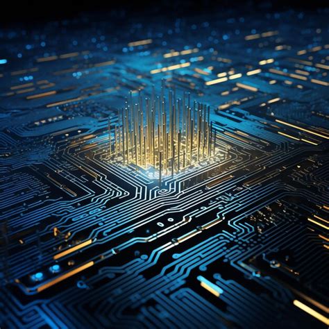 Premium Photo Futuristic Microchip Processor With Lights On The Blue