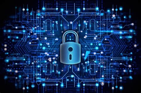 Premium Ai Image A Close Up Of A Padlock On A Circuit Board With Blue Lights Generative Ai