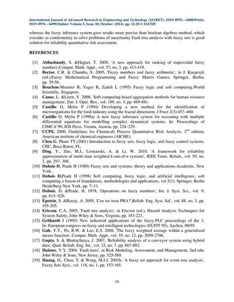 Integrate Fault Tree Analysis And Fuzzy Sets In Quantitative Risk Assessment Pdf