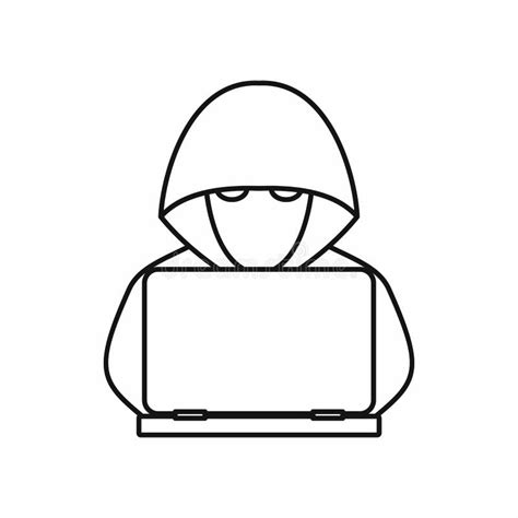 Outline Hacker Attack Isometric Cyber Security Concept Stock Vector