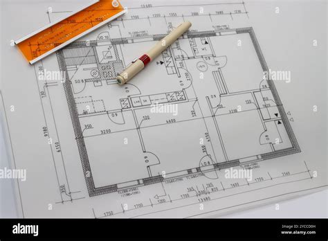 Hand Drawn Technical Drawing Architectural Drawing Exercise Using Drawing Tools Old Technical