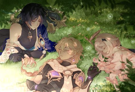 Scaramouche Aether Paimon And Wanderer Genshin Impact Drawn By Ninety Thh Danbooru