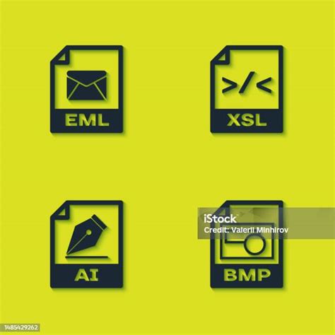 Set Eml File Document Bmp Ai And Xsl Icon Vector Stock Illustration