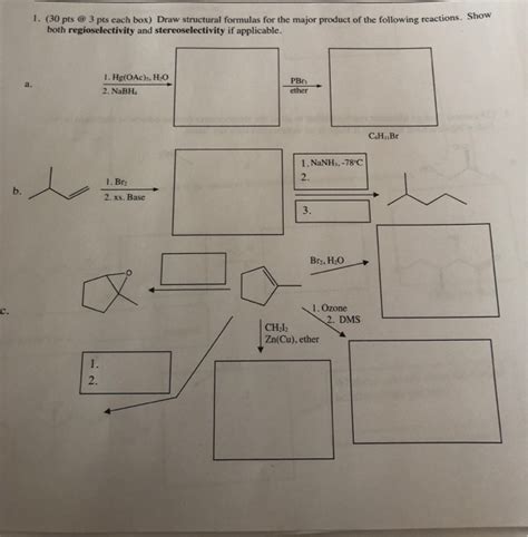 Solved 1 30 Pts 3 Pts Each Box Draw Structural Formulas