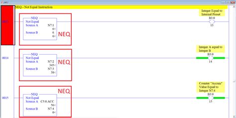 Plc Programming Comparison Instructions Neq Not Equal