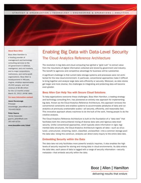 Enabling Big Data With Data Level Securitythe Cloud Analytics Reference Architecture Pdf
