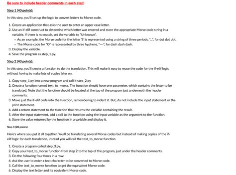 Solved Be Sure To Include Header Comments In Each Step Step