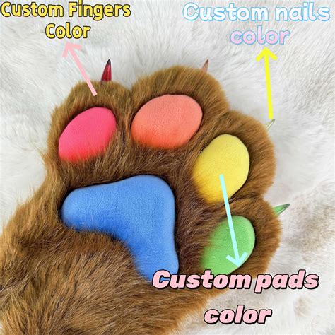 Spotted Brown Bear Claws Pattern And Color Customizable Works Display Fluffy Furry Claws Etsy