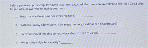 Solved The 7489 Is A Ttl Random Access Memory Chip It Is