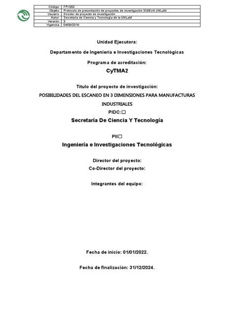 Proy Inv Posibilidades Del Escaneo En 3 Dimensiones Para La Industria Descargar Gratis Pdf