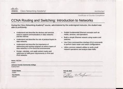 Ccna Certificate Of Course Completion Ppt