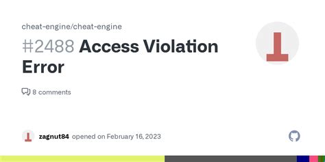 Access Violation Error · Issue 2488 · Cheat Enginecheat Engine · Github