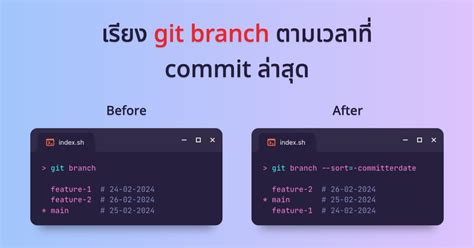😍 เรียง git branch ตามเวลาที่ commit code dai โค้ดได้