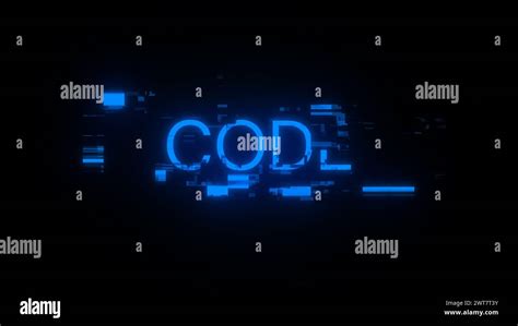 3d Rendering Code Text With Screen Effects Of Technological Failures