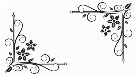 A Black And White Drawing Of A Floral Border 54110856 Vector Art At