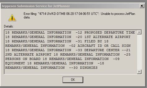 Jetplanner Submission Service Jss Error When Filing A Flight Plan