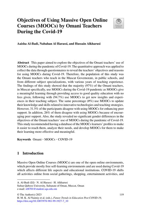 Pdf Objectives Of Using Massive Open Online Courses Moocs By Omani