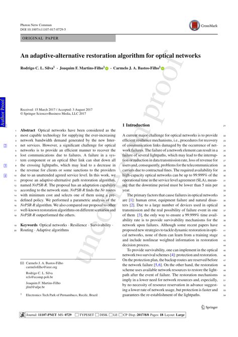 Pdf An Adaptivealternative Restoration Algorithm For Optical Networks
