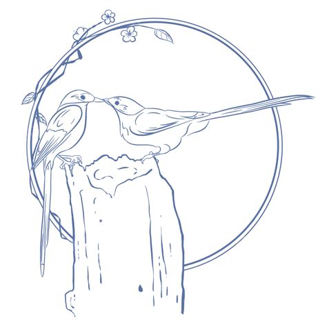 Tanabata Tanabata Festival Line Drawing Magpie Keyword Reference