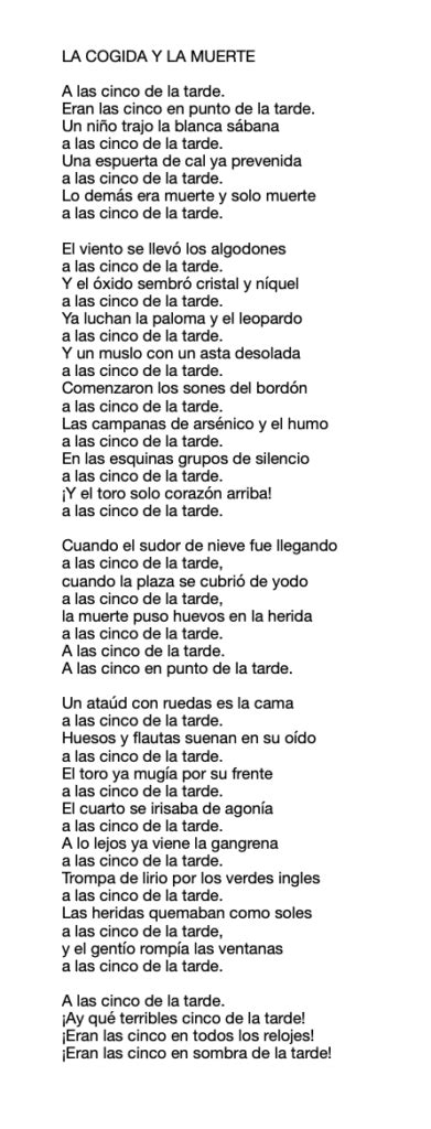 Análisis De La Cogida Y La Muerte Federico García Lorca Simbolismo