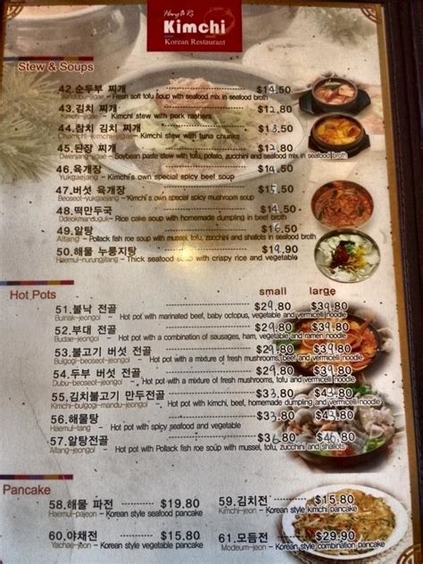 Menu At Hangari Kimchi Restaurant Dickson
