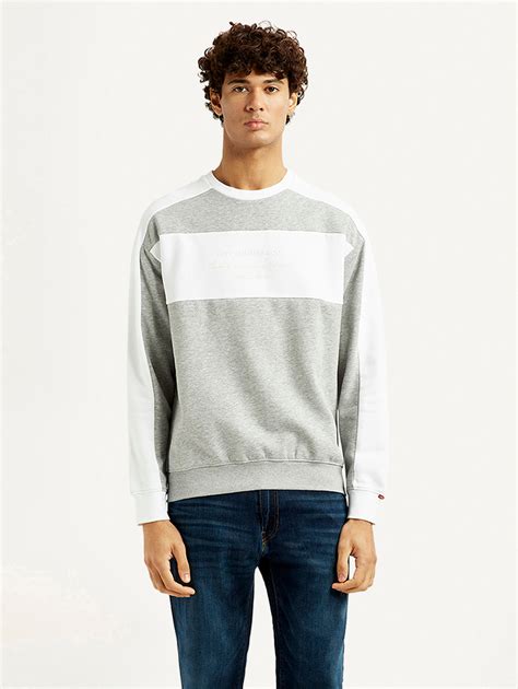 Mens Colorblock Grey Crew Neck Sweatshirt Levis India Store