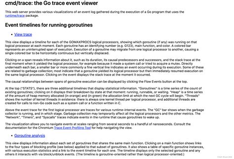 性能优化利器:揭秘 Go 语言的 Go Tool Trace 分析工具 Csdn博客 性能优化利器:揭秘 Go 语言的 Go Tool Trace 分析工具 Csdn博客