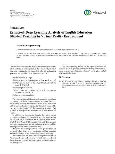 Pdf Retracted Deep Learning Analysis Of English Education Blended