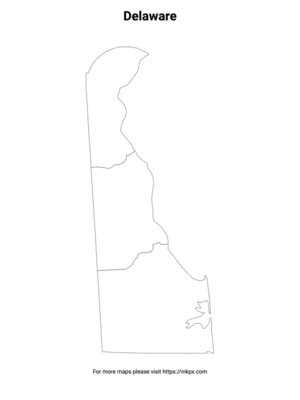 Printable Delaware State Map And Outline · Inkpx