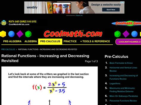 Coolmath Rational Functions Increasing And Decreasing Revisited