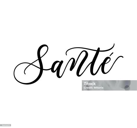 건강 레터링 비문에 프랑스어 영어로 의미 건배 레터링 파티 초대장 인사말 카드 흰색 배경에 고립 된 프랑스 0명에 대한 스톡